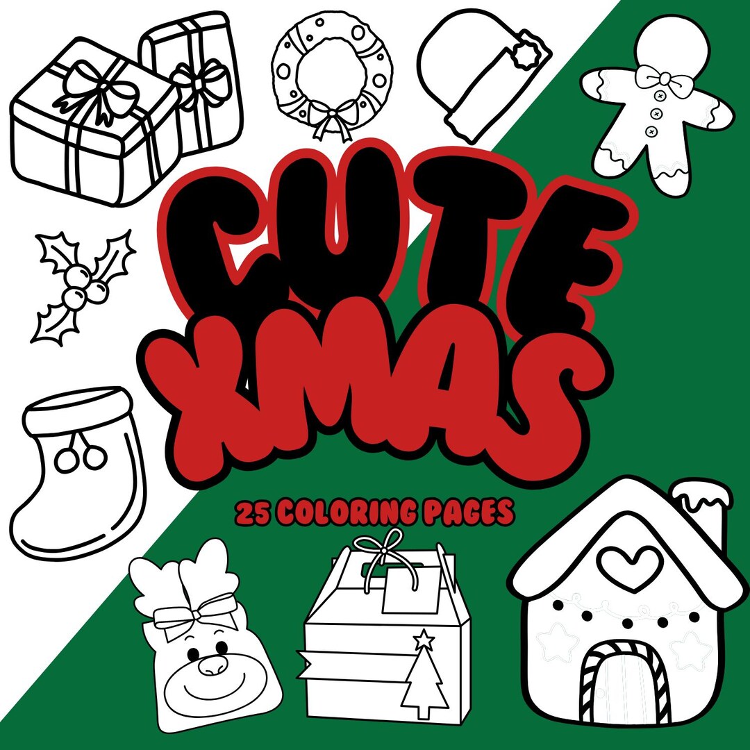Cute Xmas Coloring Christmas Season Coloring Sheet Bold and Easy Icons ...
