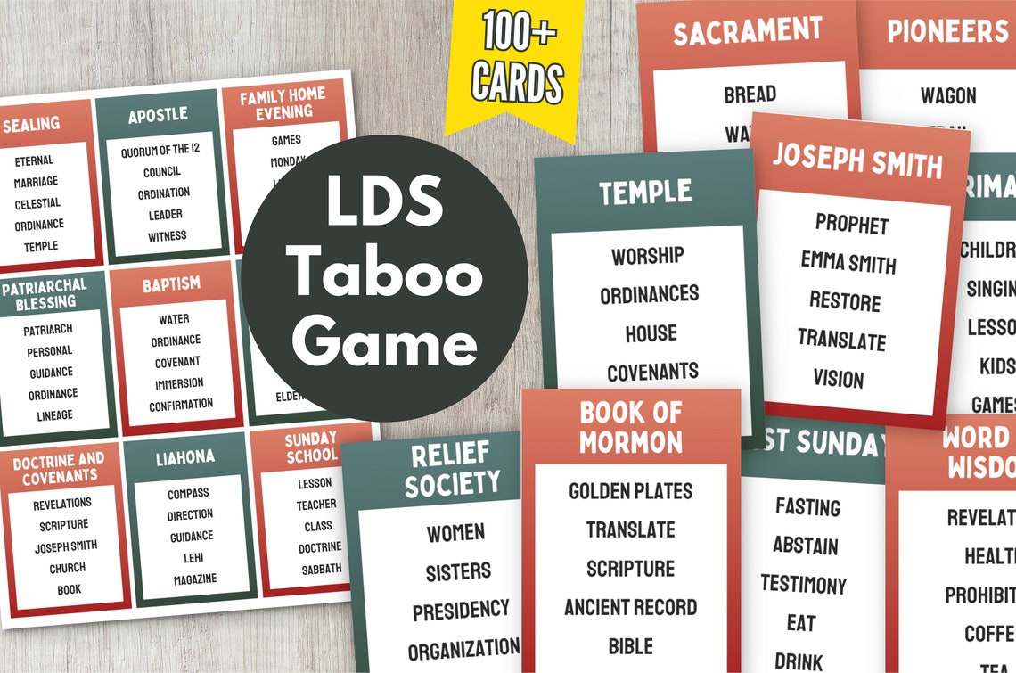 LDS Taboo Forbidden Word Printable Game Family Home Evening Book of ...