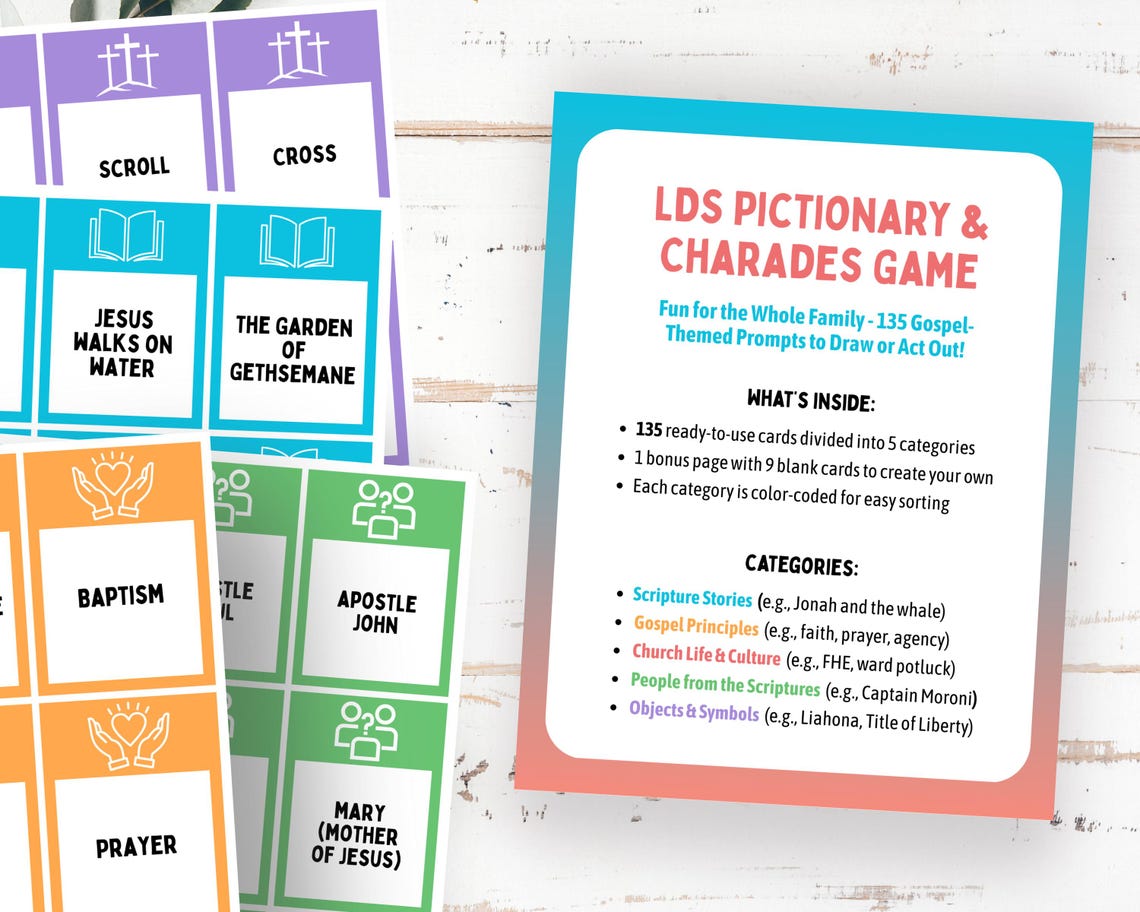 LDS Pictionary Charades Game | 135 Gospel Prompts (digital Download) - Etsy