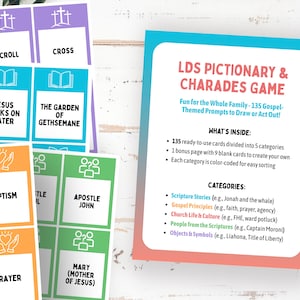 LDS Pictionary & Charades Printable Game | 135 Gospel Prompts | Family ...