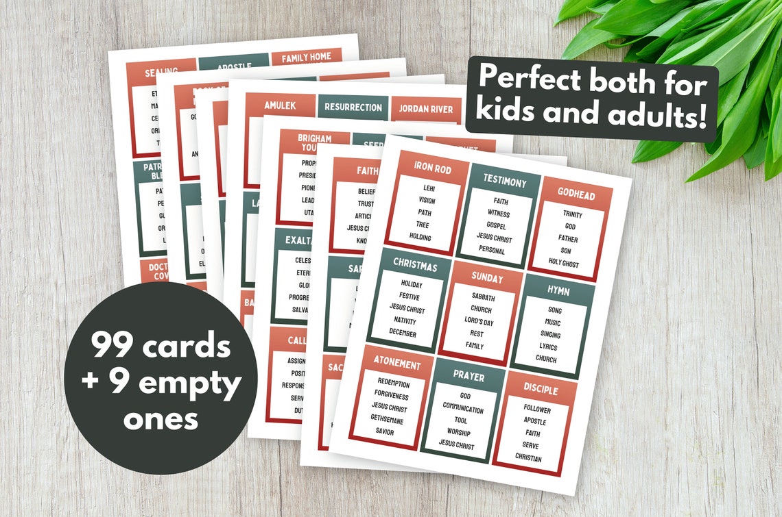 LDS Taboo Forbidden Word Printable Game | Family Home Evening | Book of ...