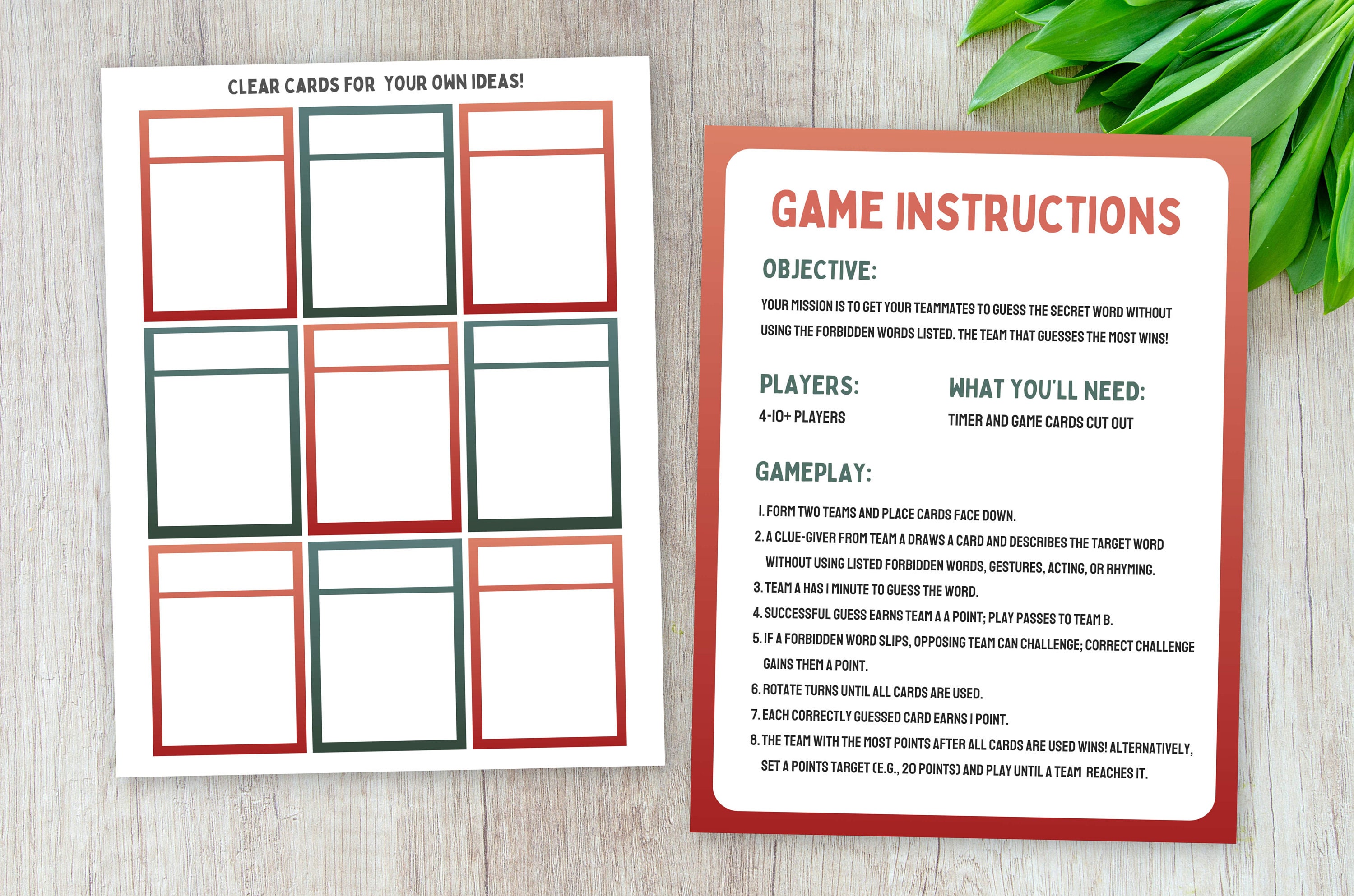 LDS Taboo Forbidden Word Printable Game | Family Home Evening | Book of ...