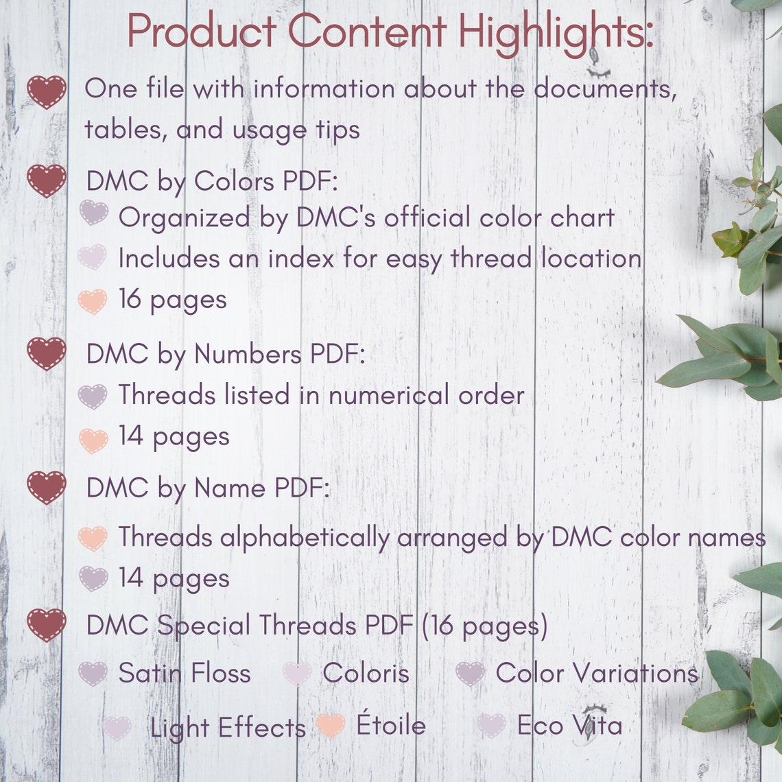 DMC Thread Charts PDF: Cross Stitch Inventory & Conversion, Organized ...