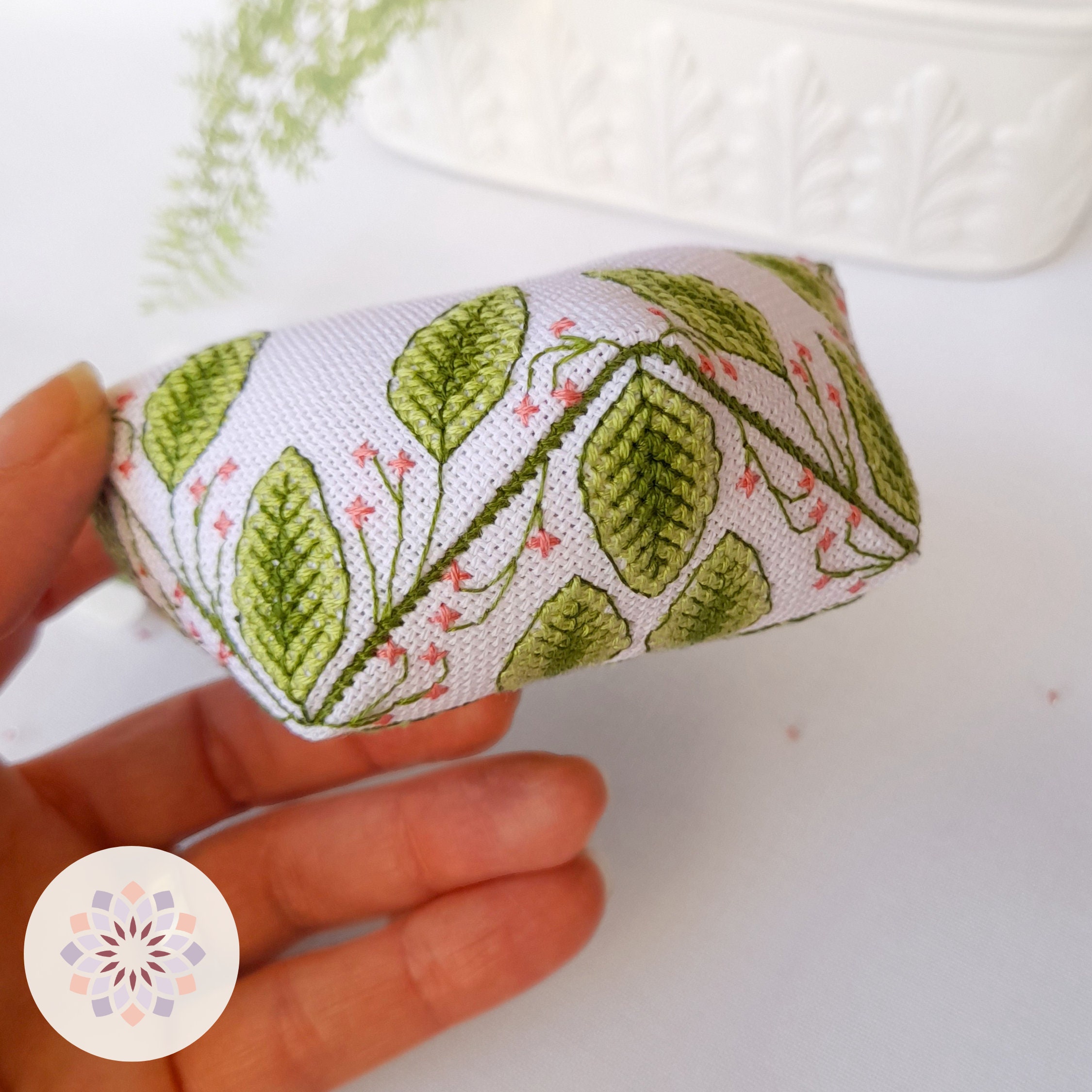 Myrtle Biscornu Cross Stitch Pattern: Botanical Pin Cushion (PDF ...
