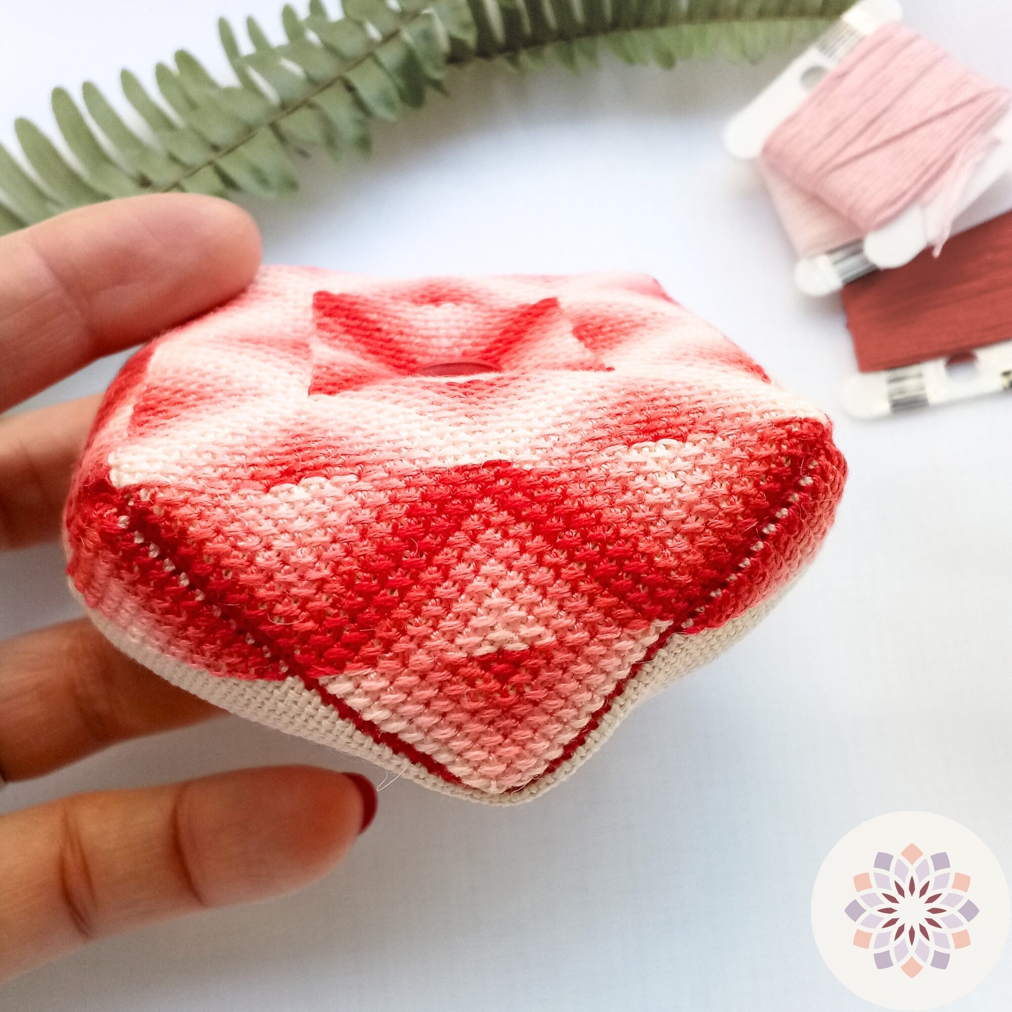 Red Tesseract Biscornu Cross Stitch Pattern: Modern Needlework (PDF) - Etsy