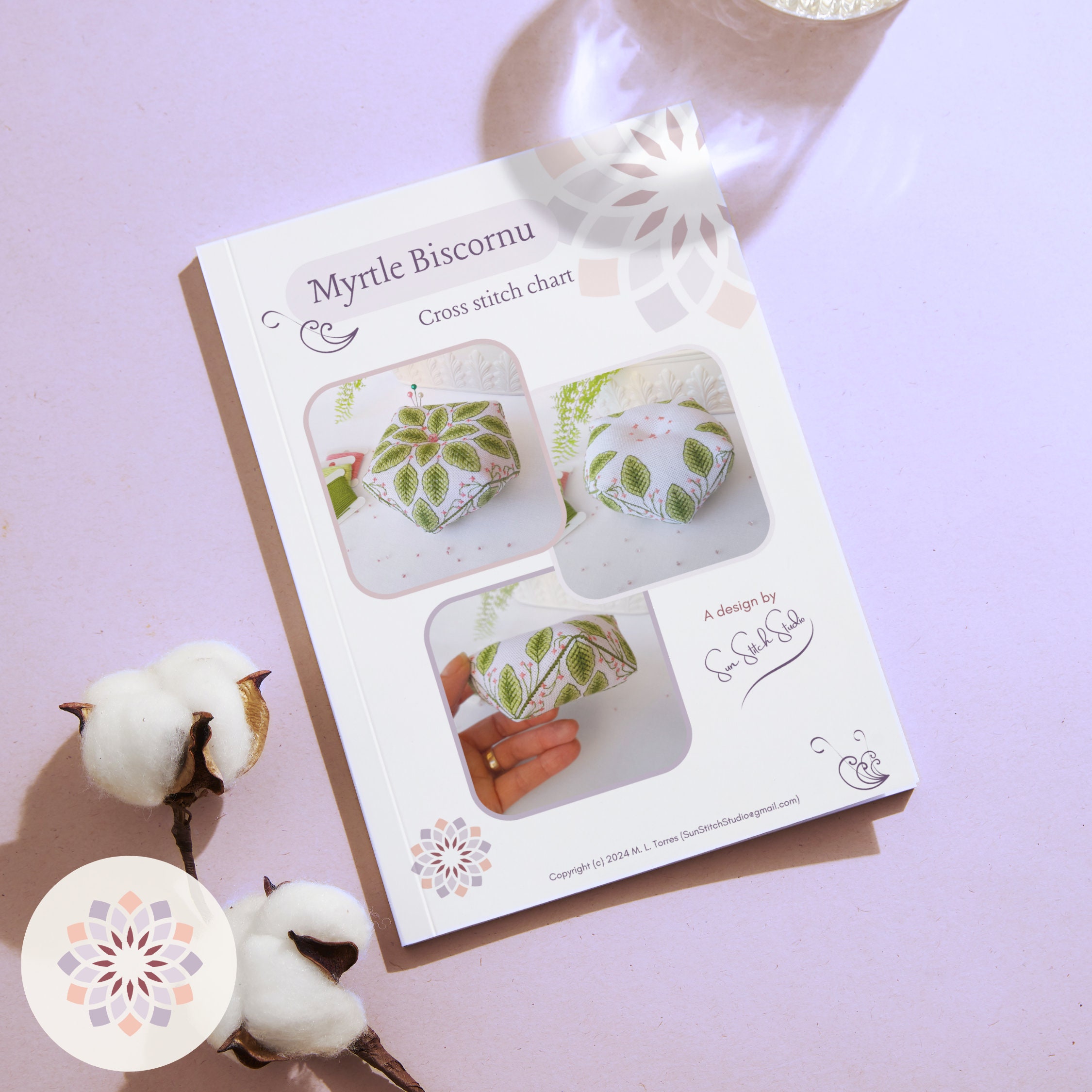 Myrtle Biscornu Cross Stitch Pattern: Botanical Pin Cushion (PDF ...