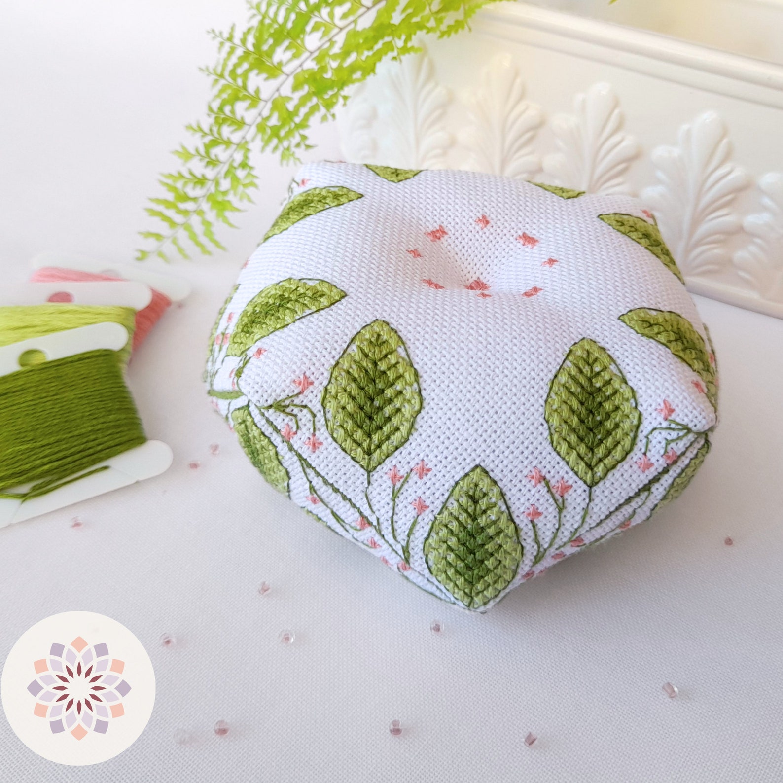 Myrtle Biscornu Cross Stitch Pattern: Botanical Pin Cushion (PDF ...