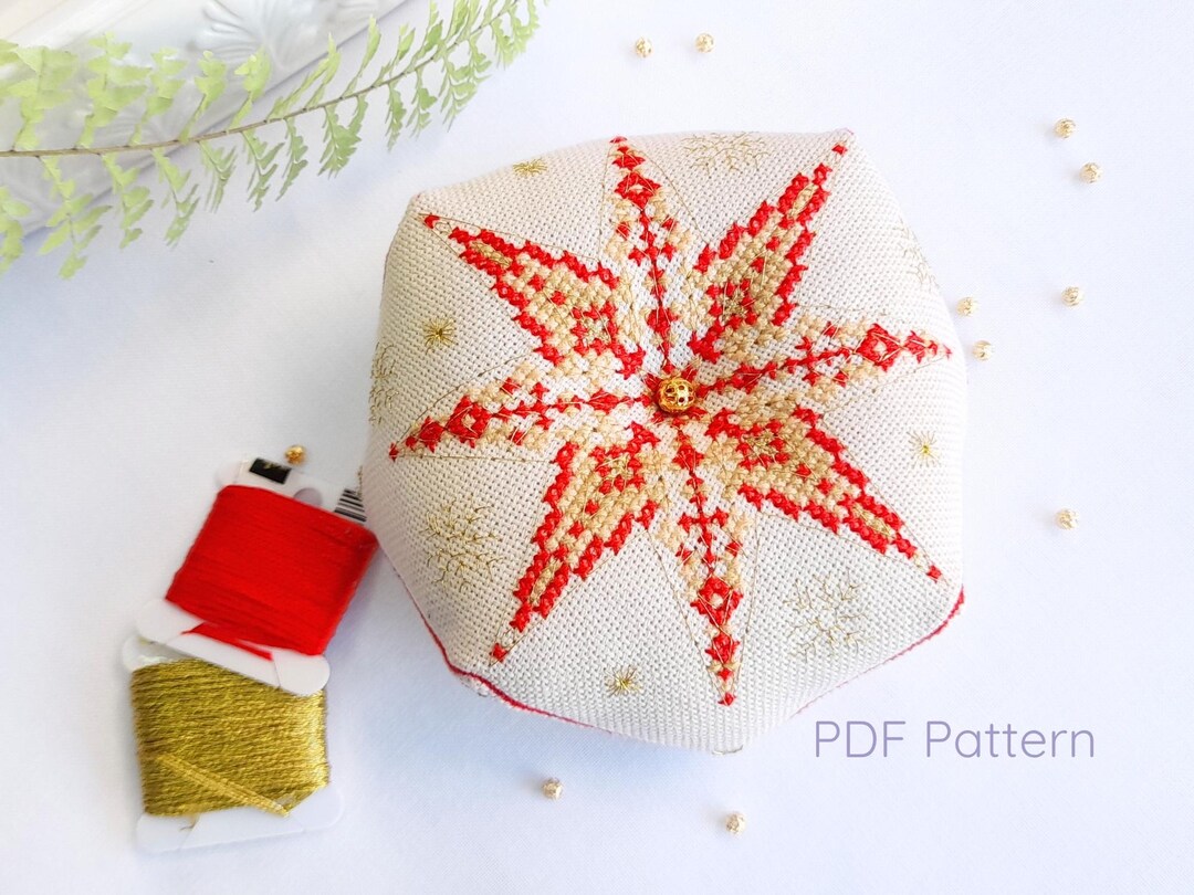 Christmas Wishes Biscornu Cross Stitch Pattern - PDF Embroidery Charts ...