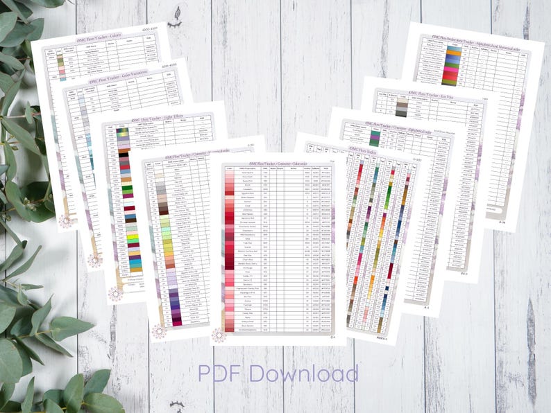 DMC Floss Tracker: Color Charts & Conversion Table (PDF Download) - Etsy
