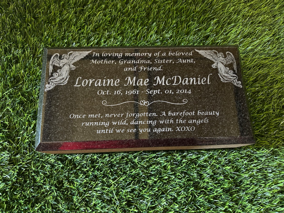 Personalized 6"x12"x3" Granite Memorial Headstone, Memorial Marker, Grave Marker, Flat Marker ...