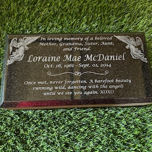 Personalized 6"x12"x3" Granite Memorial Headstone, Memorial Marker ...