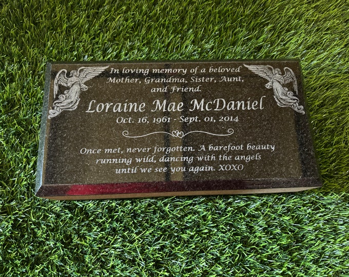 Personalized 6"x12"x3" Granite Memorial Headstone, Memorial Marker ...