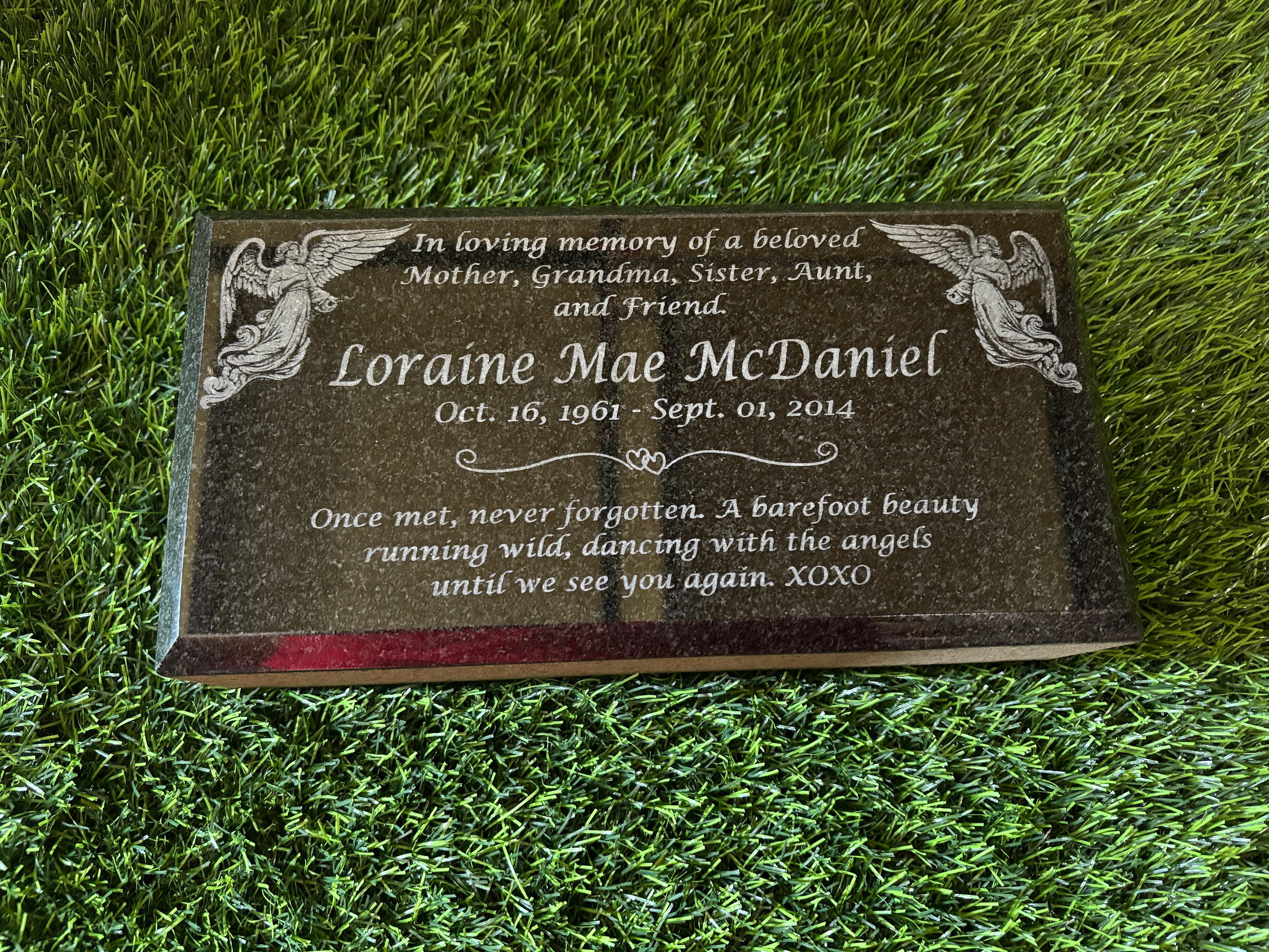 Personalized 6x12x3 Granite Memorial Headstone, Memorial Marker, Grave Marker, Flat Marker, Foot ...