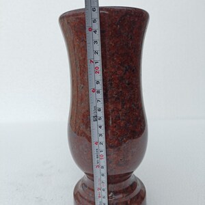 India Red 4.33"x10.25" Granite Memorial Vase, Cemetery Graveside ...