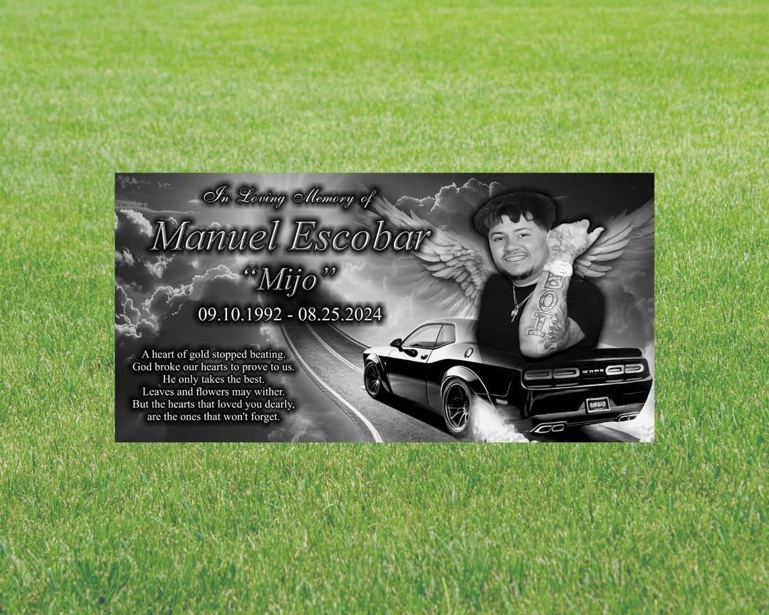Custom Laser Engraved Memorial Stone – Angel Wings & Dodge Charger ...