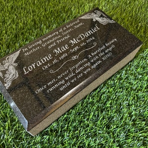 Personalized 6"x12"x3" Granite Memorial Headstone, Memorial Marker ...
