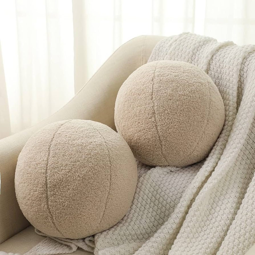 Teddy Boucle Ball Pillow Teddy Ball Cushion Ball Pillow Boucle Ball ...