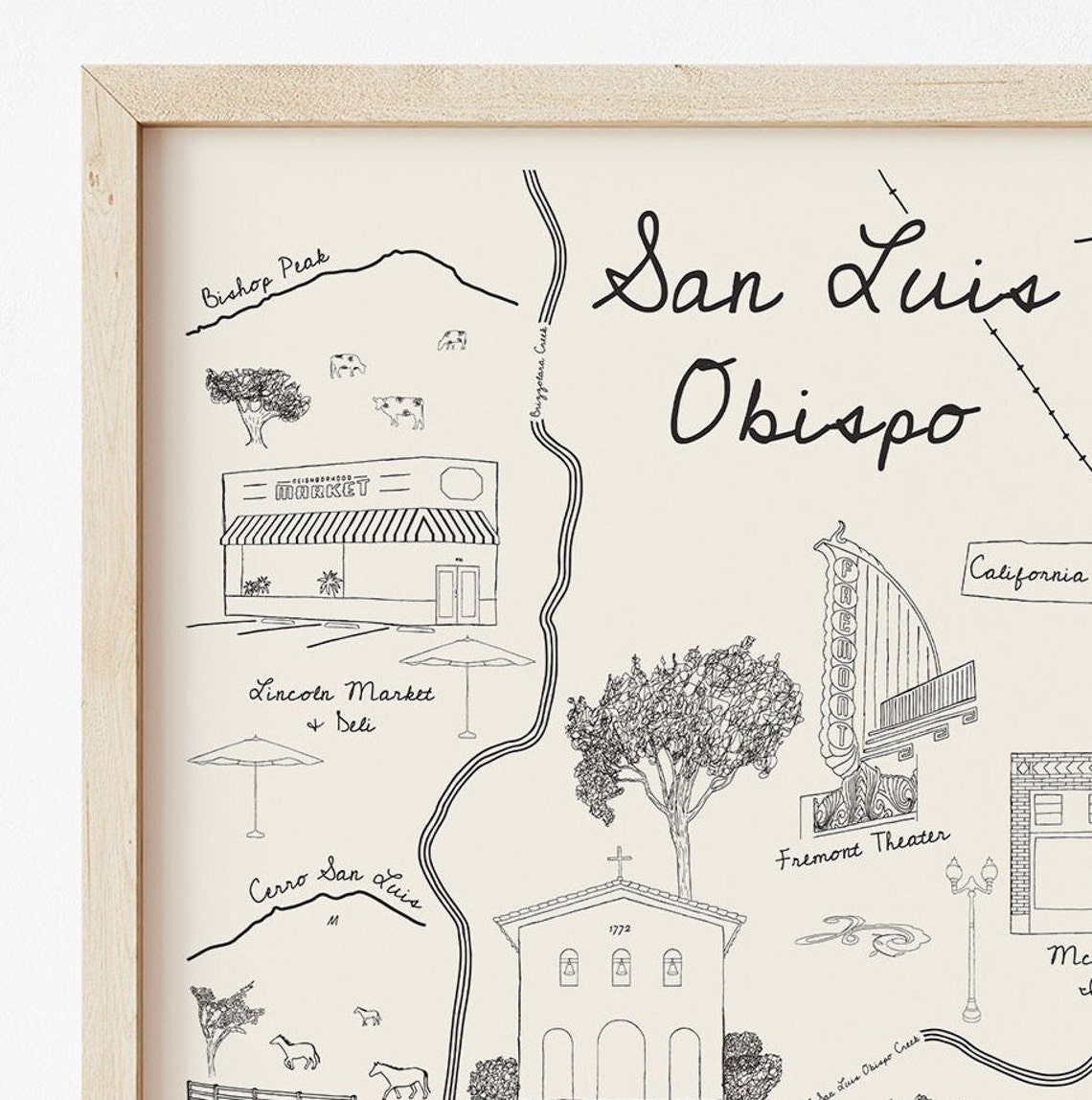 San Luis Obispo Map Poster, San Luis Obispo Wall Art, Cal Poly SLO Grad ...