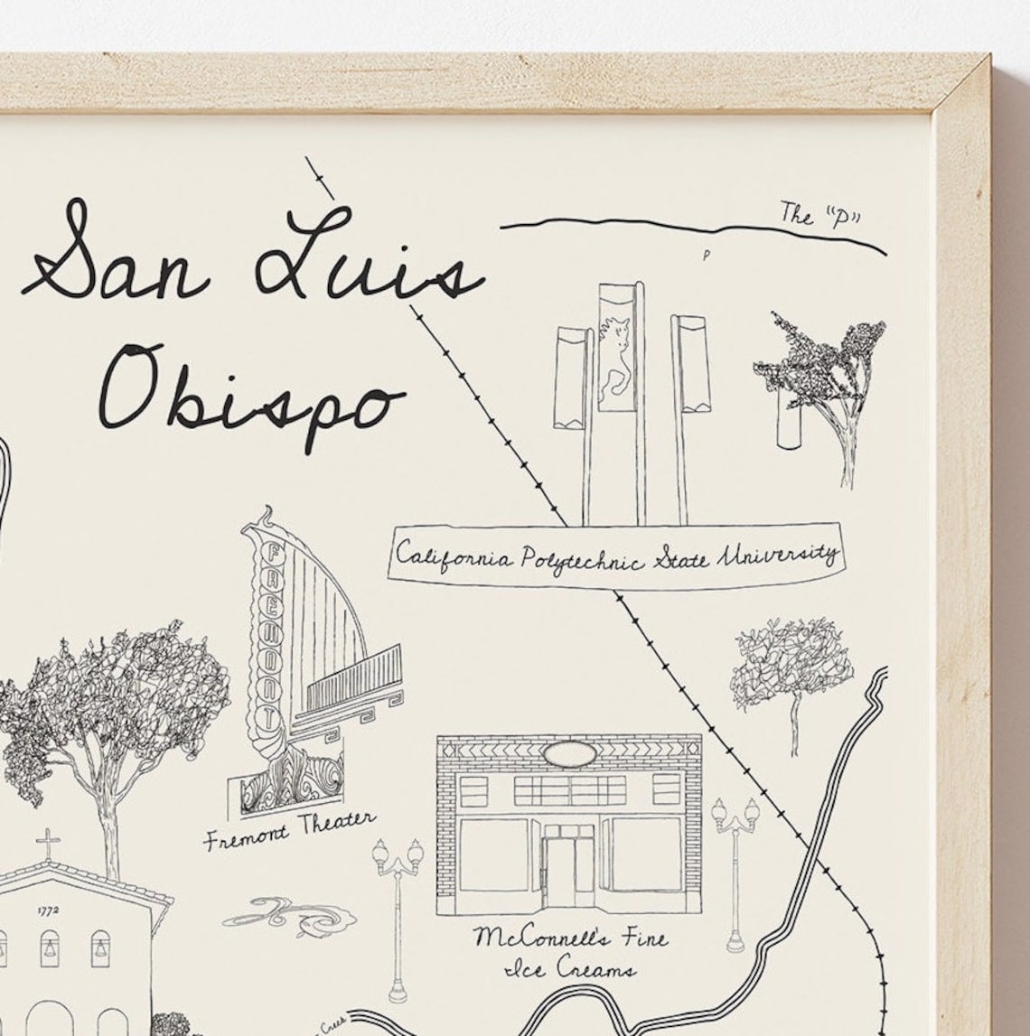 San Luis Obispo Map Poster, San Luis Obispo Wall Art, Cal Poly SLO Grad ...