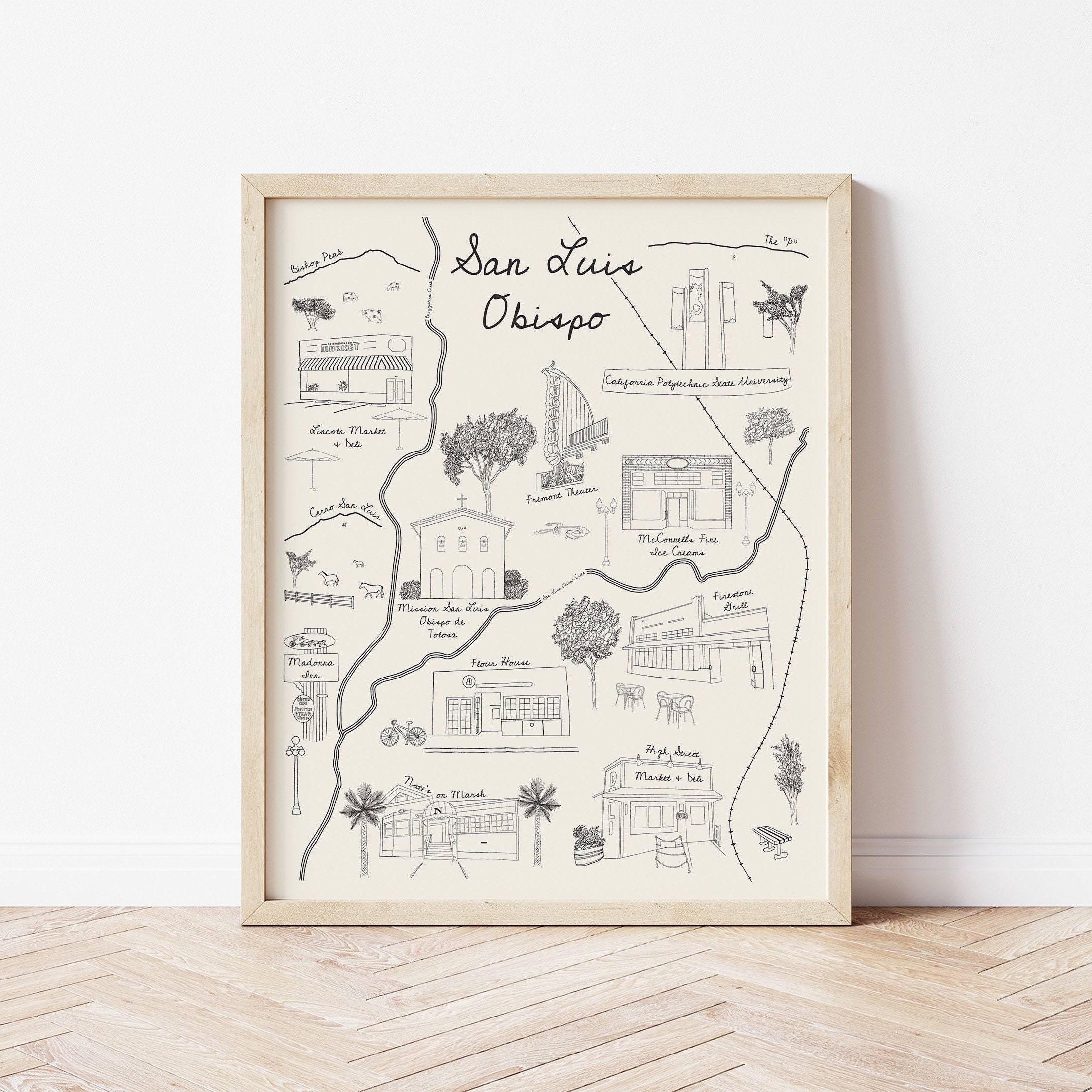 San Luis Obispo Map Poster, San Luis Obispo Wall Art, Cal Poly SLO Grad ...