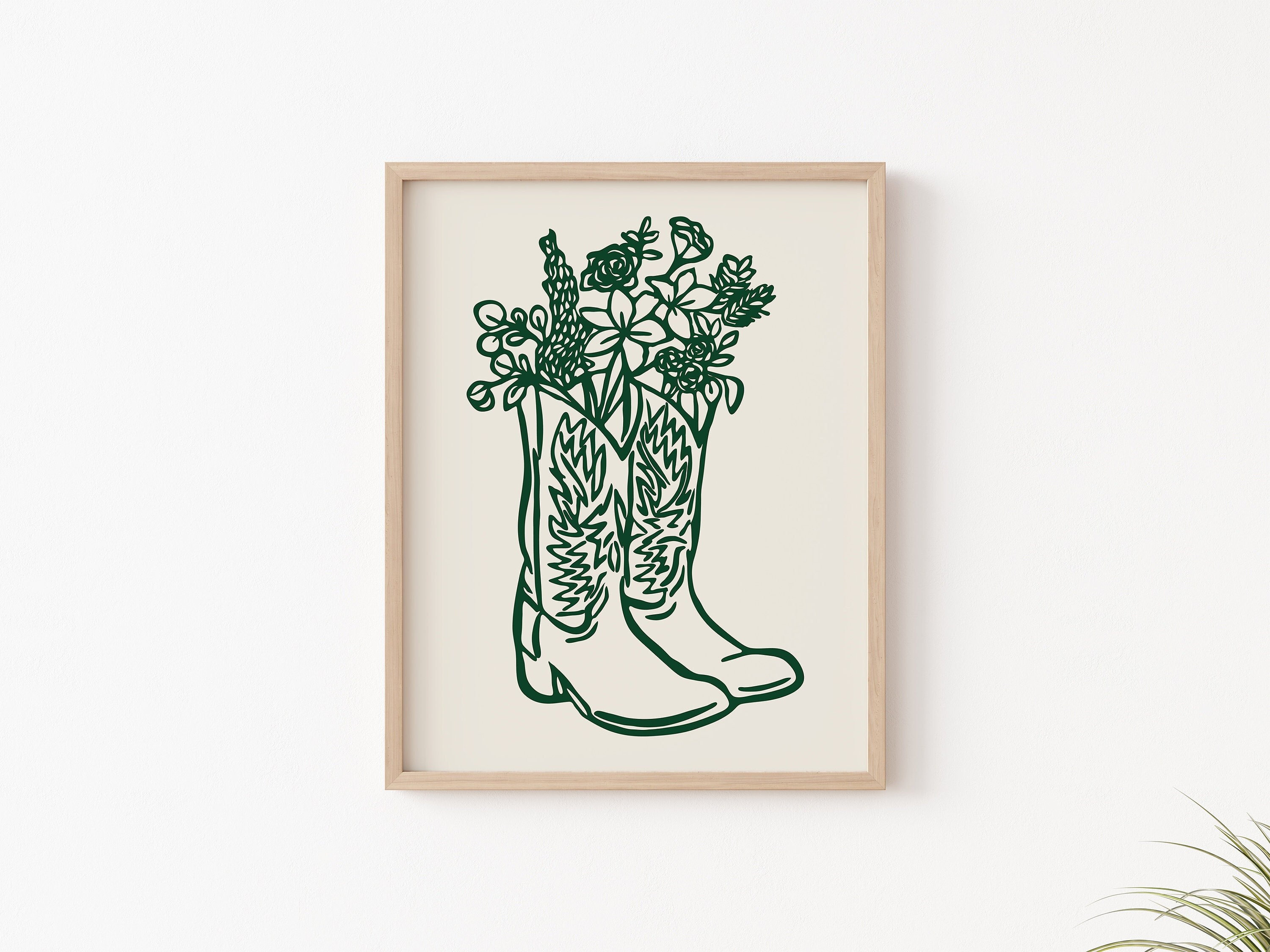 Forest Green Floral Cowboy Boots, Cowgirl Boots With Flowers, Flower ...