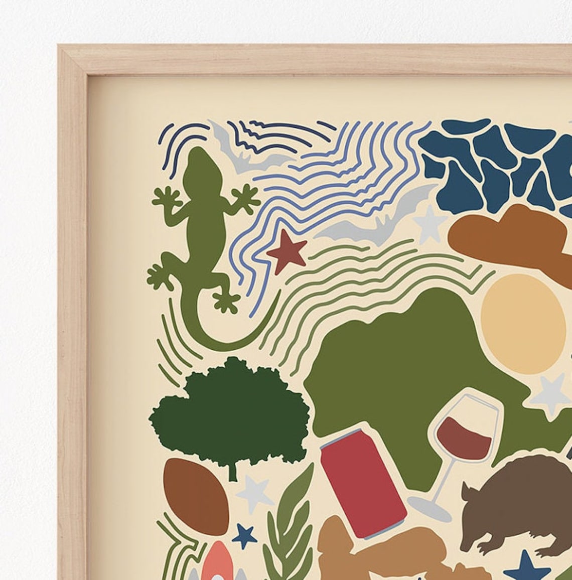 Texas State Symbol Poster Print, Texas Wall Art, Texas Travel Poster ...