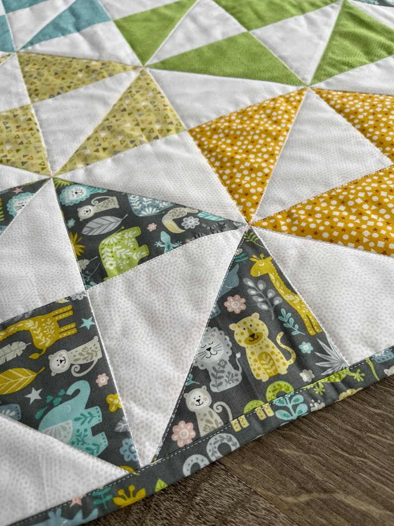 Handmade Boy or Girl Baby Quilt Blanket | Neutral | Jungle Geometric ...