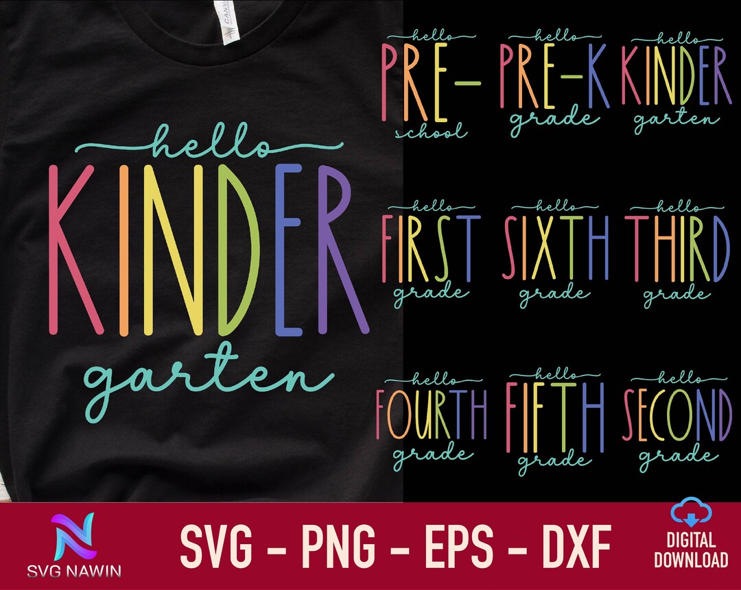 Hello Grade School Svg Bundle, Back to School Svg, First Day of School ...