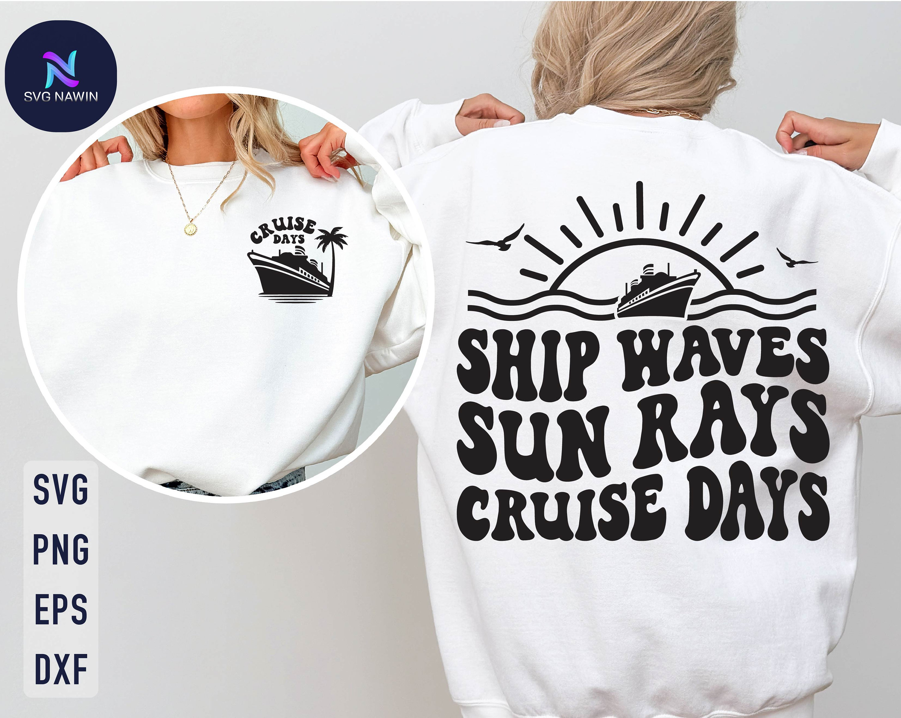 Ship Waves Sun Rays Cruise Days Svg, Cruise Vibes Svg, Cruise Svg ...