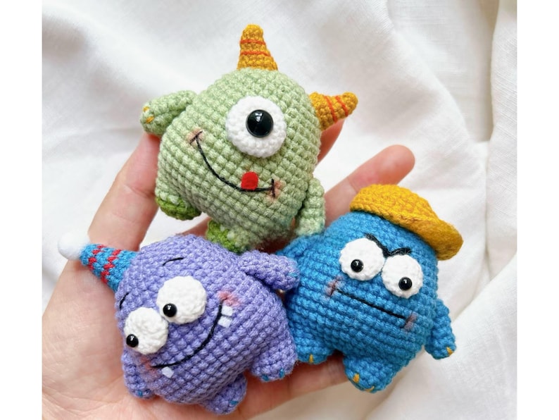 Mini Monsters Crochet Pattern, Amigurumi Keychain Tutorial (PDF ...