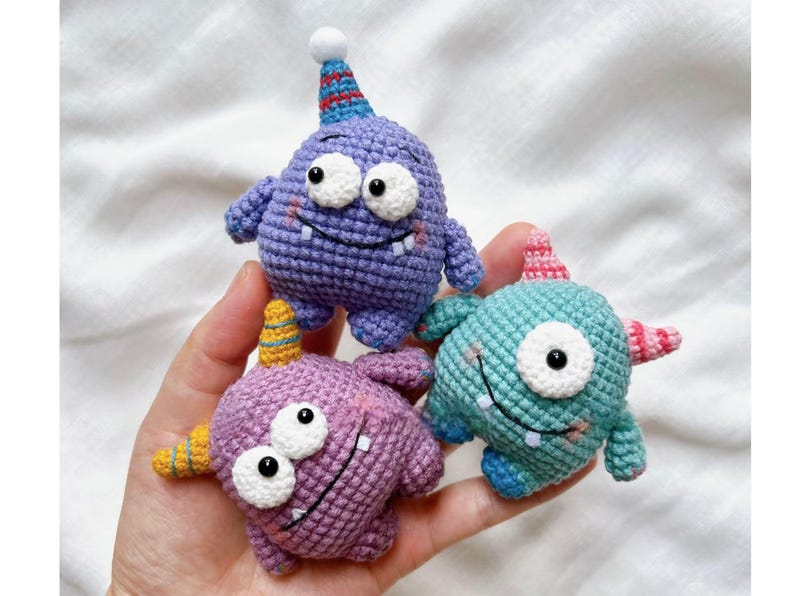 Mini Monsters Crochet Pattern, Amigurumi Keychain Tutorial (PDF ...