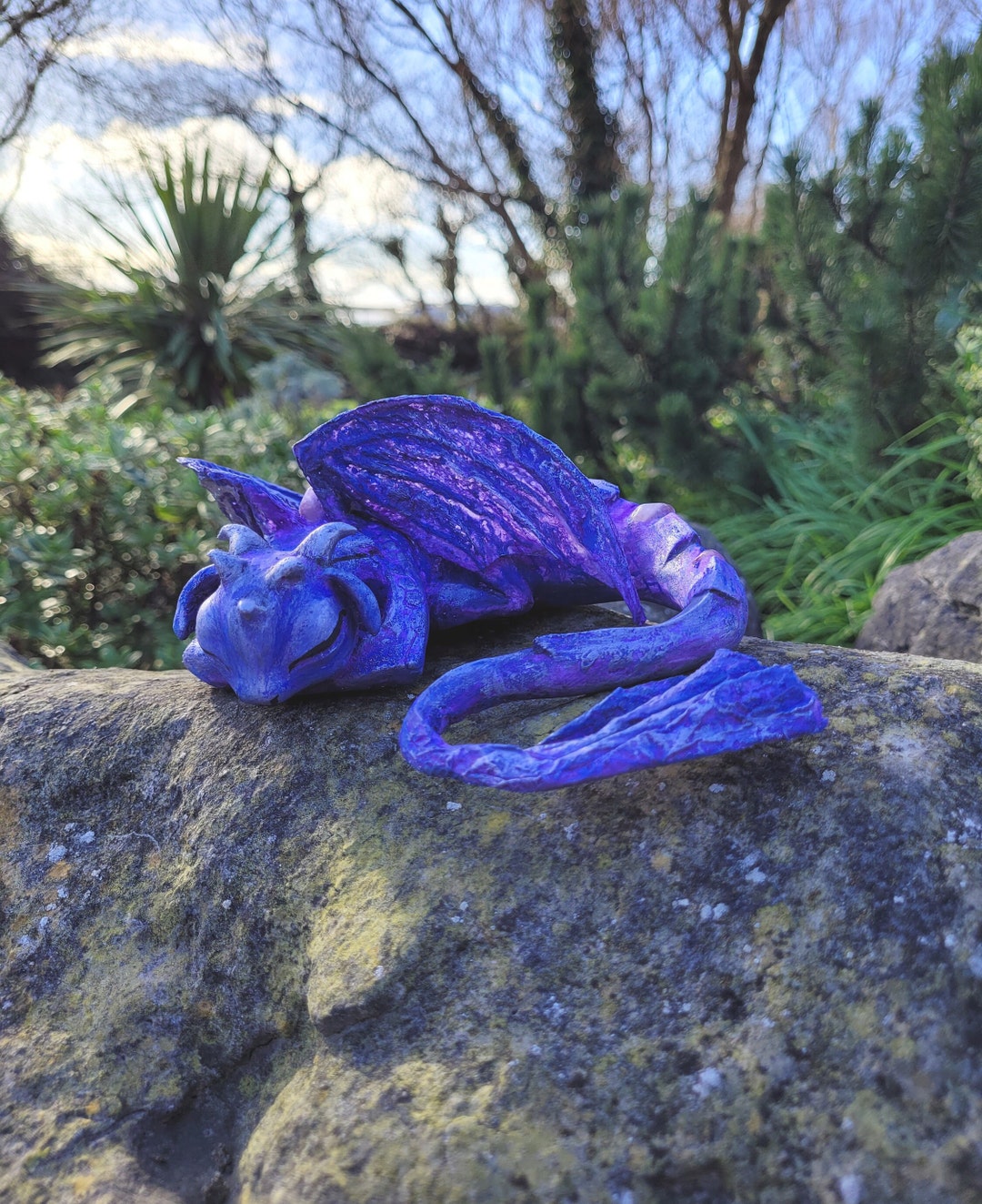 Amethyst Baby Dragon, Clay Handmade Figurine Statue OOAK Dnd Magic ...