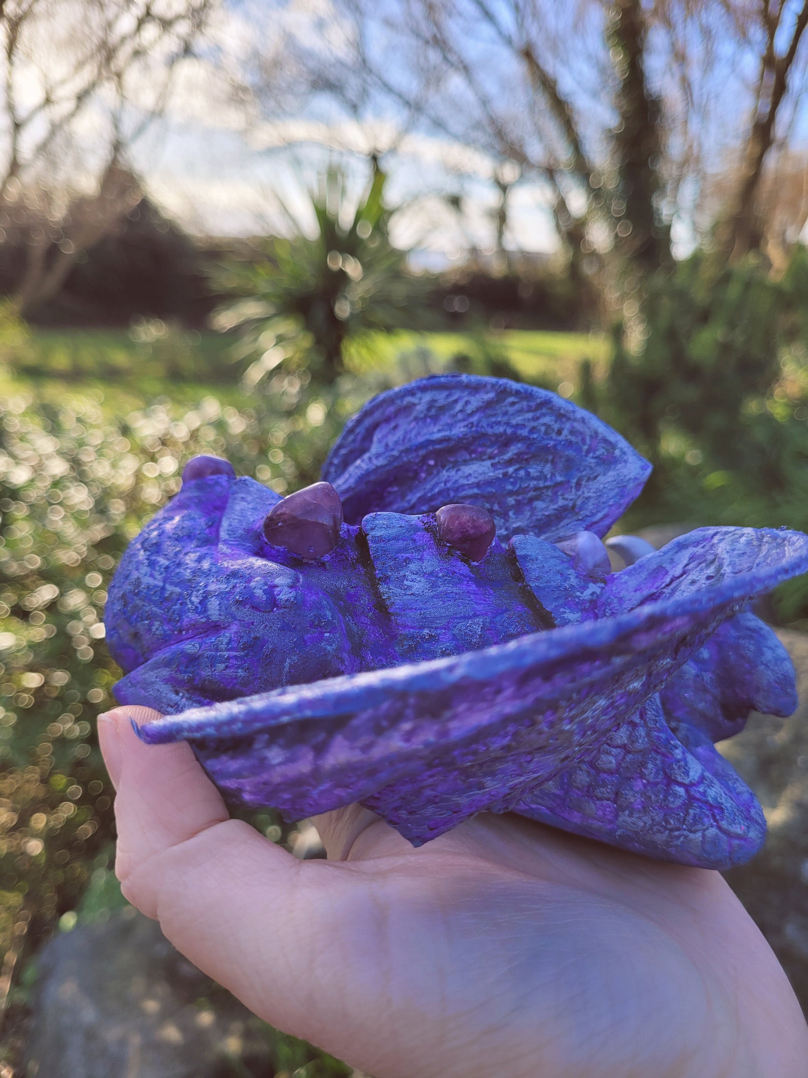 Amethyst Baby Dragon, Clay Handmade Figurine Statue OOAK Dnd Magic ...