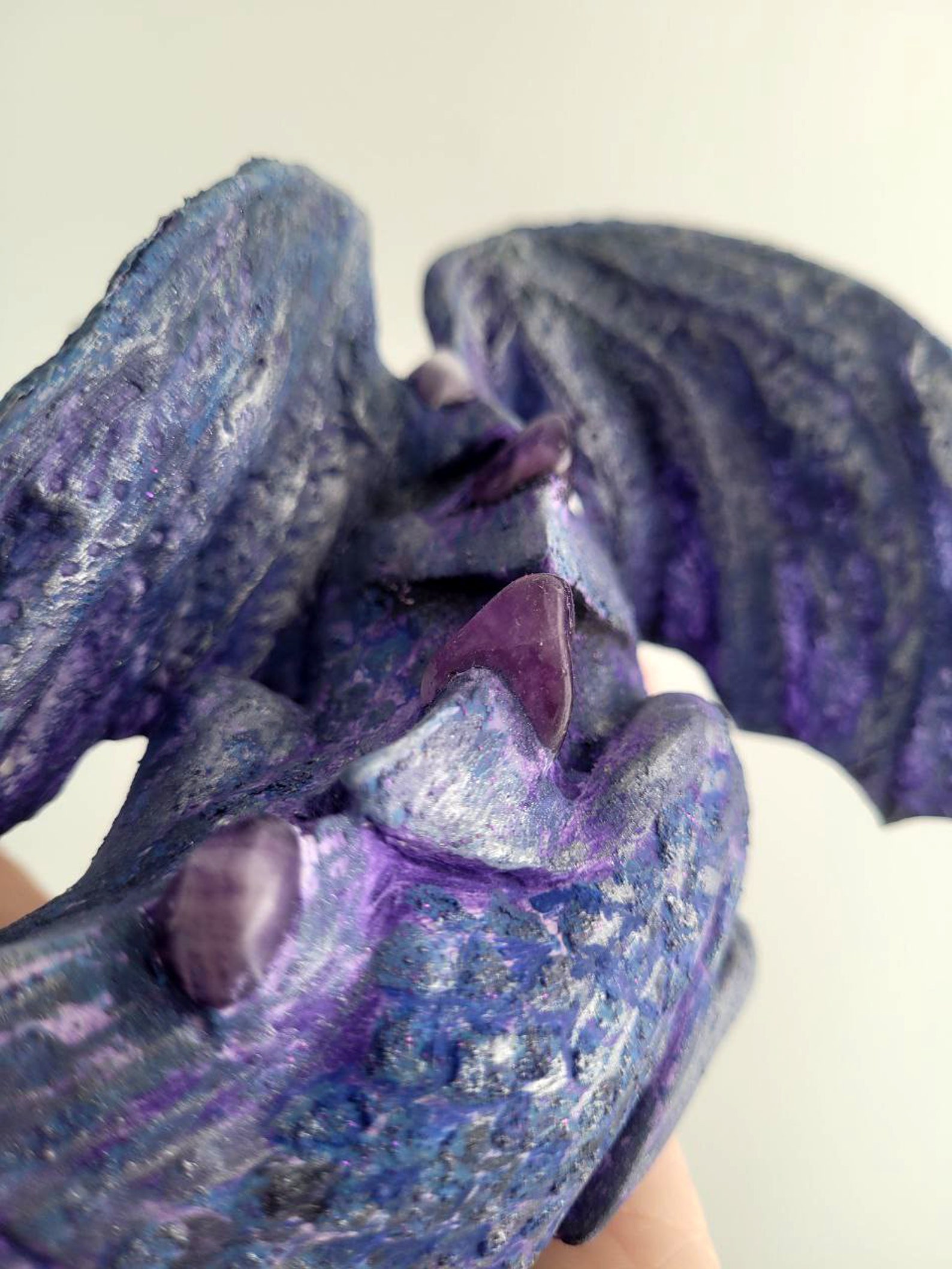 Amethyst Baby Dragon, Clay Handmade Figurine Statue OOAK Dnd Magic ...