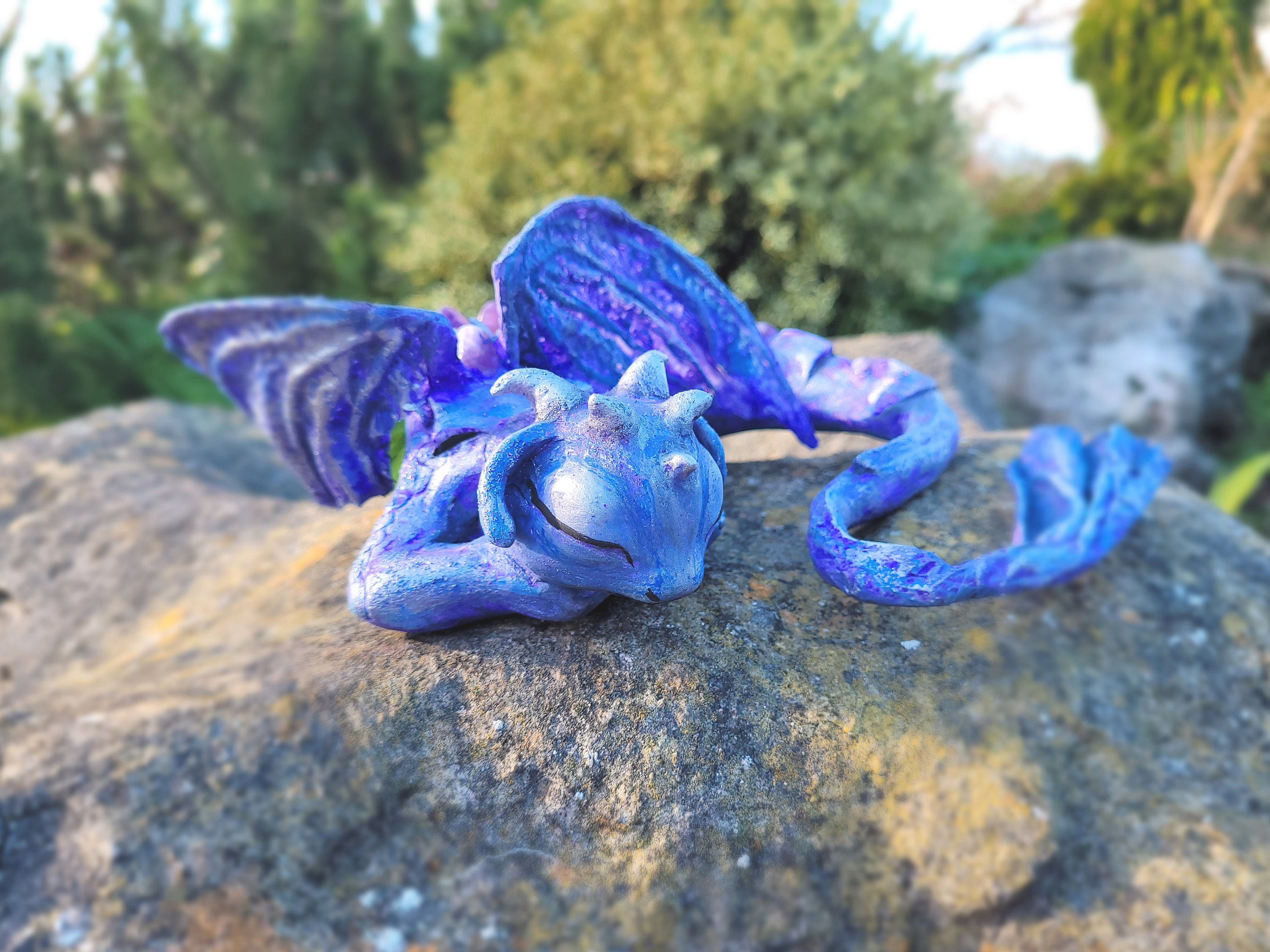 Amethyst Baby Dragon, Clay Handmade Figurine Statue OOAK Dnd Magic ...