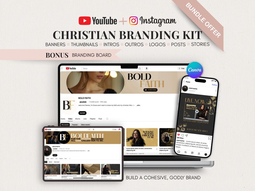 Kit de identidade visual cristã para YouTube e Instagram | Modelos ...
