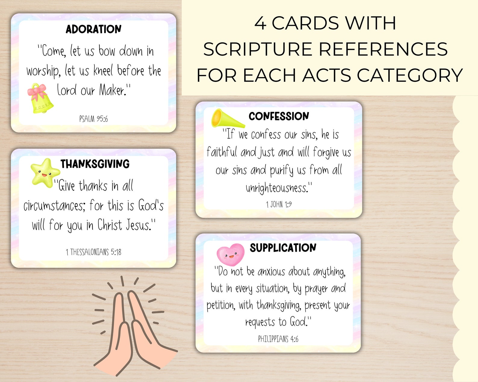 ACTS Prayer Cards Set for Kids Acts Prayer Printable Daily Devotional ...
