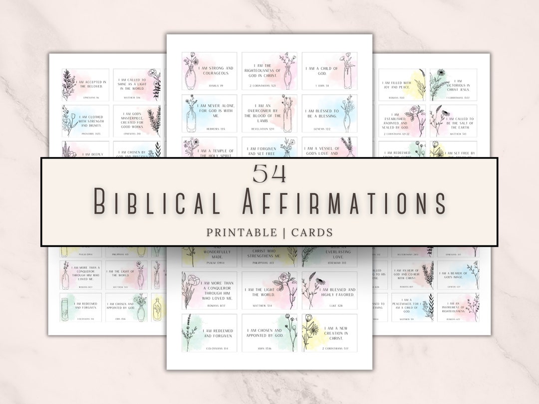 Biblical Affirmation Cards Bible Study Daily Christian Quote ...
