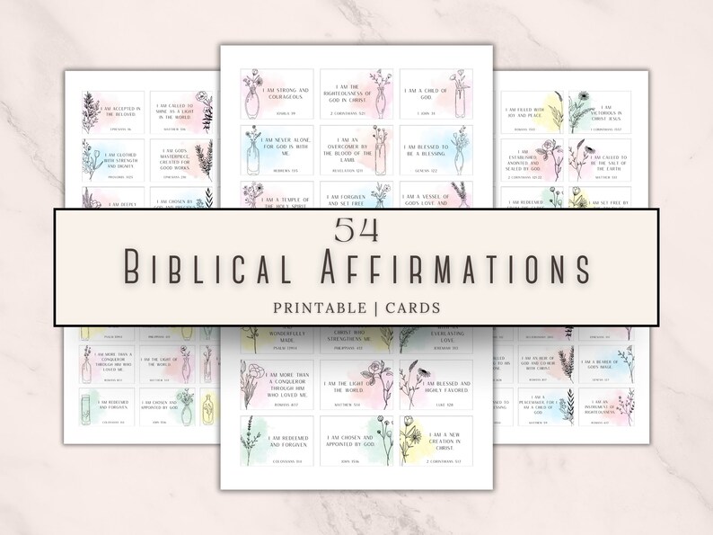 Biblical Affirmation Cards Bible Study Daily Christian Quote ...