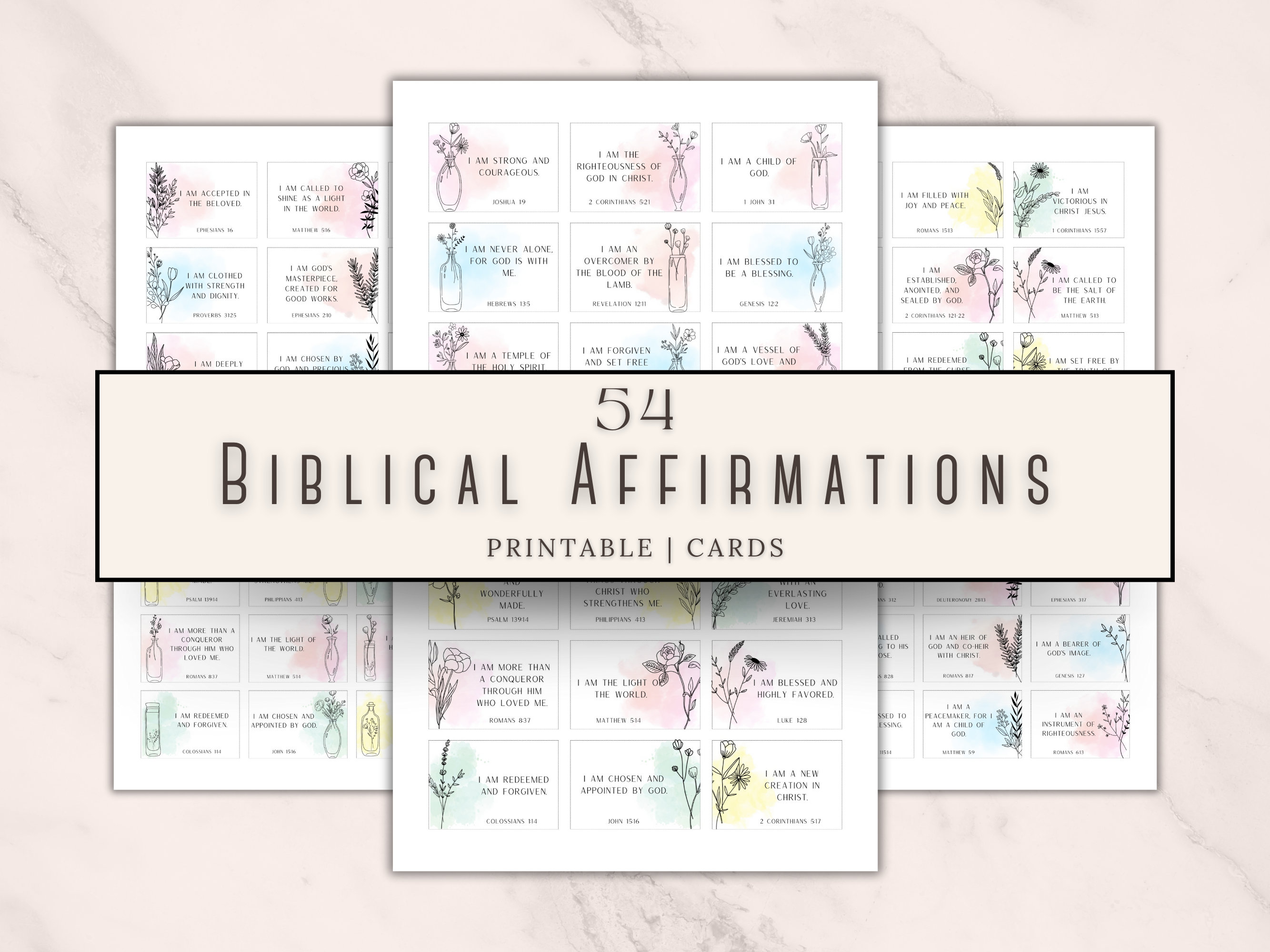 Biblical Affirmation Cards Bible Study Daily Christian Quote ...