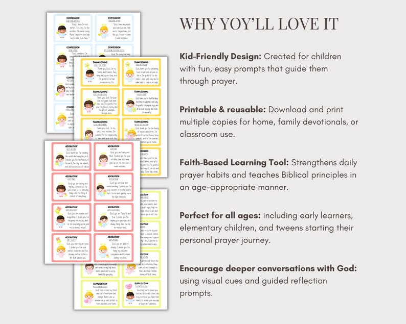 ACTS Prayer Cards for Kids | Printable Daily Devotional Guide ...