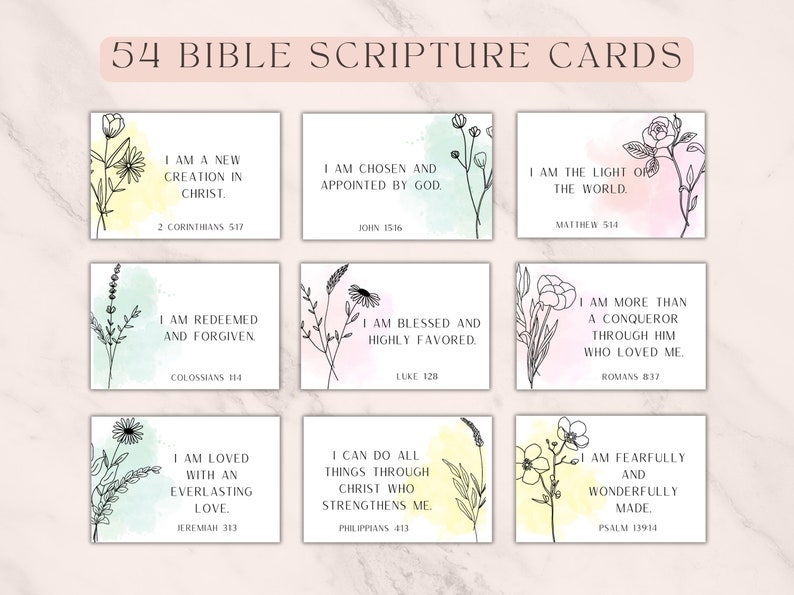Biblical Affirmation Cards Bible Study Daily Christian Quote ...