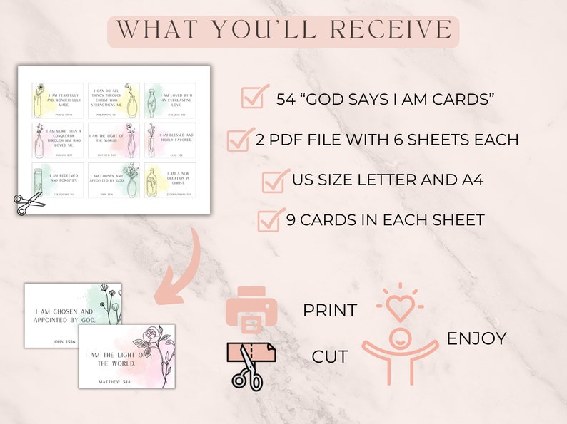 Biblical Affirmation Cards Bible Study Daily Christian Quote ...