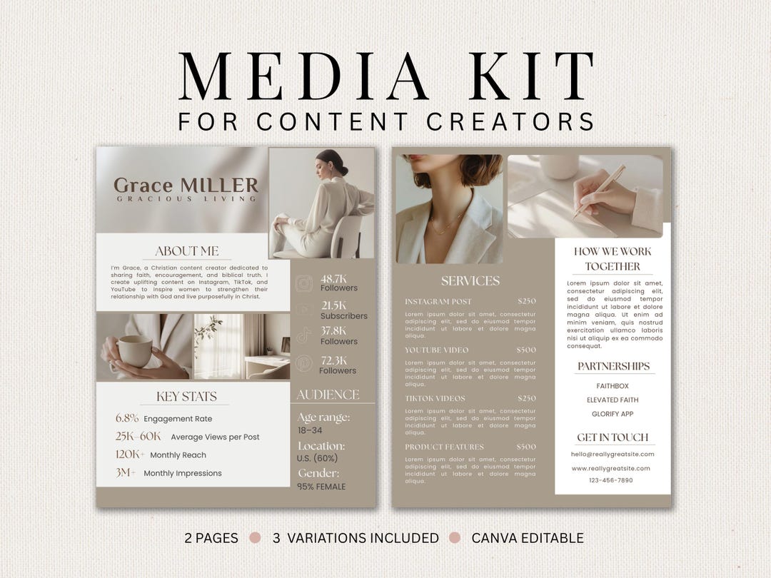 Media Kit Template for Content Creators | Canva Editable, UGC ...