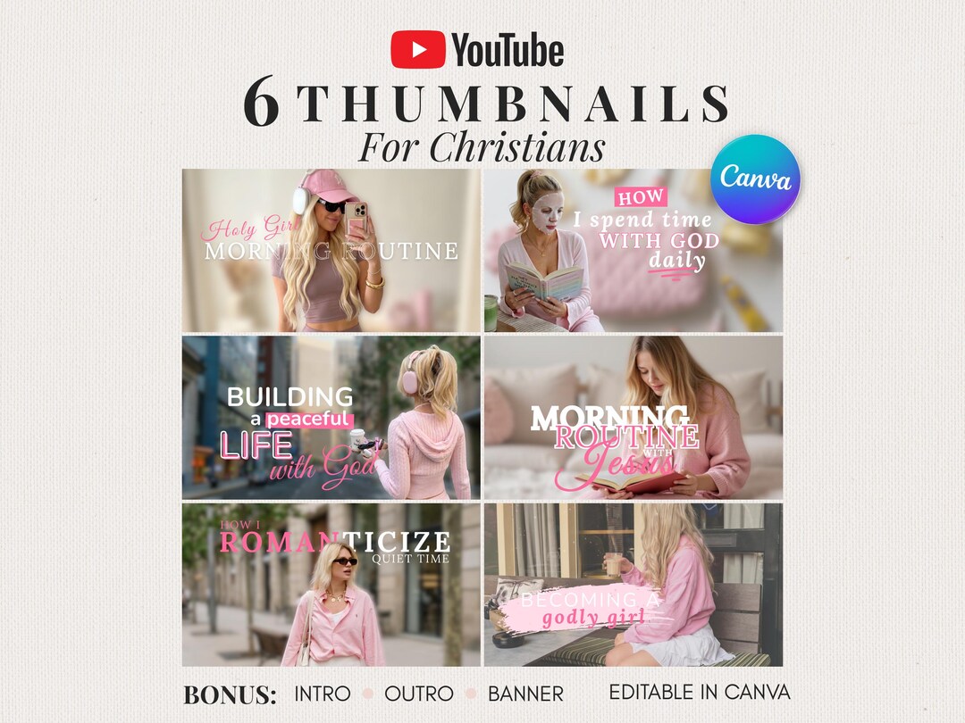 Editable Youtube Thumbnails for Christians | Canva Branding Kit ...