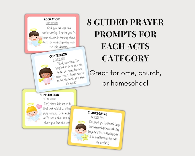 ACTS Prayer Cards for Kids | Printable Daily Devotional Guide ...