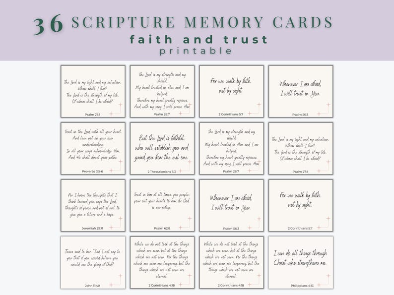 Bible Memory Cards for Faith Bible Verse Daily Devotional Printable Bible Digital Download Print ...