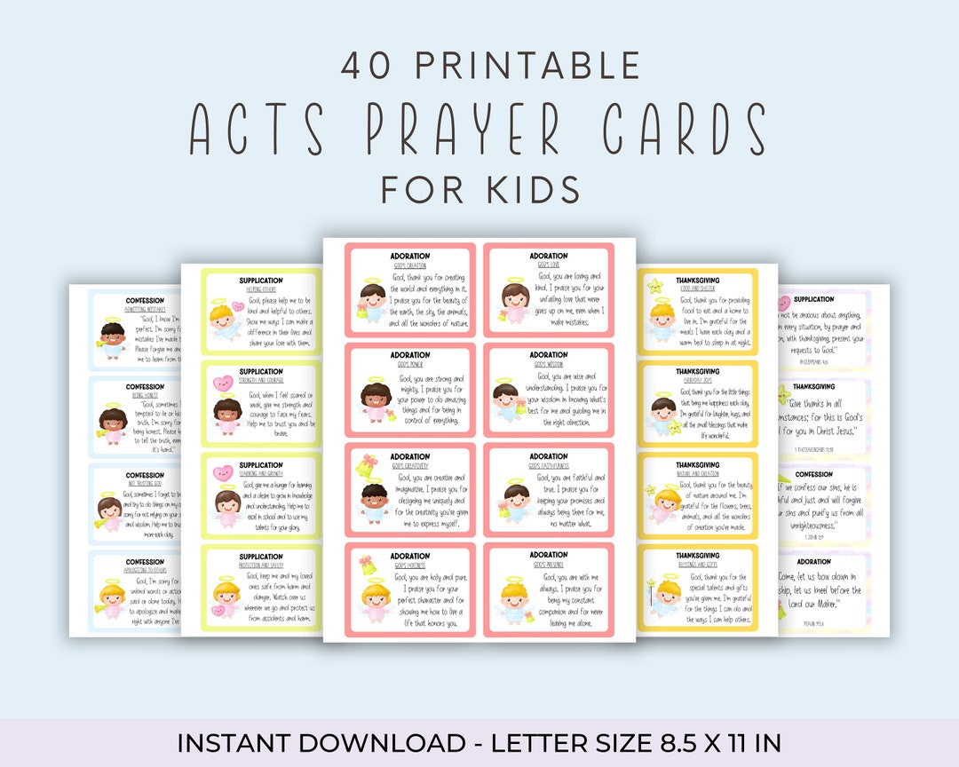 ACTS Prayer Cards Set for Kids Acts Prayer Printable Daily Devotional ...