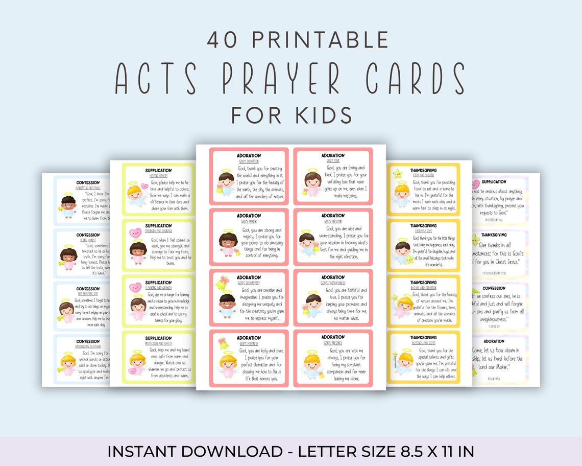 ACTS Prayer Cards Set for Kids Acts Prayer Printable Daily Devotional ...