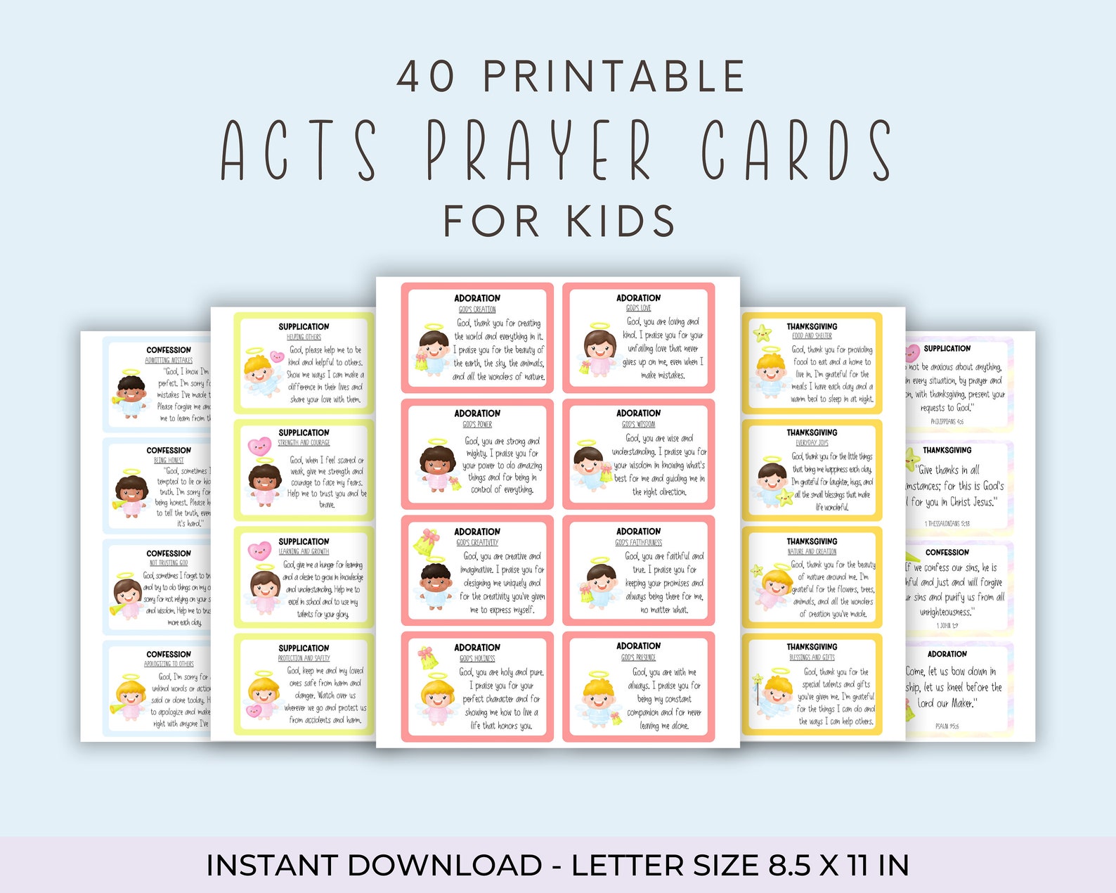 ACTS Prayer Cards Set for Kids Acts Prayer Printable Daily Devotional ...